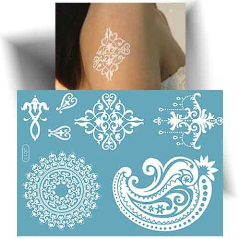 Tatouage Henné Blanc Mehndi Tatouage éphémère Mikiti
