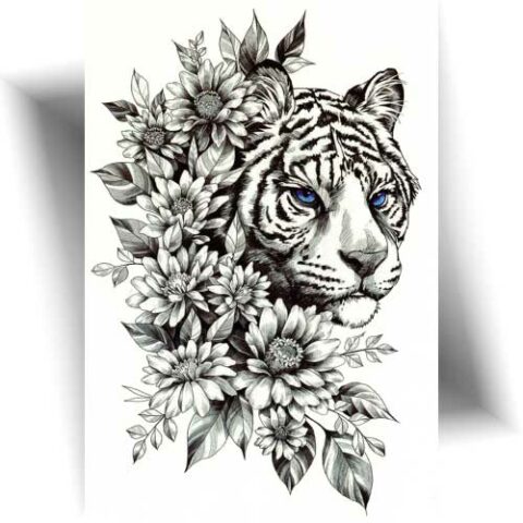 Tatouage Tigre Fleur